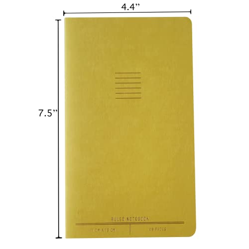 Designworks Ink 4.4" x 7.5" Flex Cover Notebook Journal with 48 Lined Pages, Lemon Yellow Notebook with Gold Foil Accents - Perfect for Office Work, Writing, and Journaling