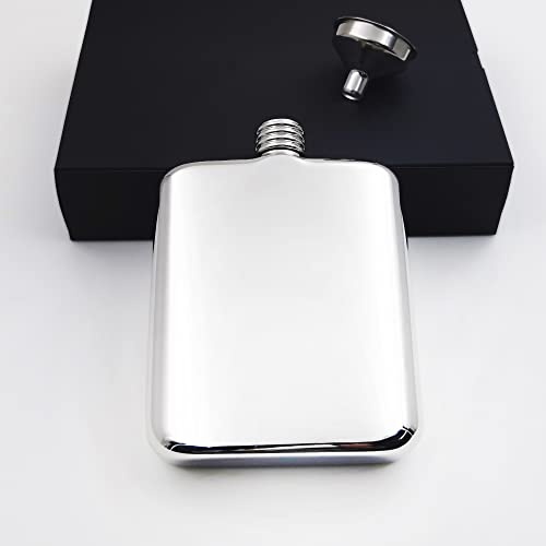 iSavage 6oz Hip Flask Square Shape 18/8 Stainless Steel Mirror Finishing with a Funnel-YM116