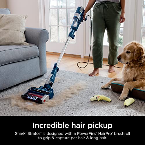 Shark HZ3002 Stratos Ultralight Corded Stick Vacuum with DuoClean PowerFins HairPro, Self-Cleaning Brushroll, & Odor Neutralizer Technology, Navy