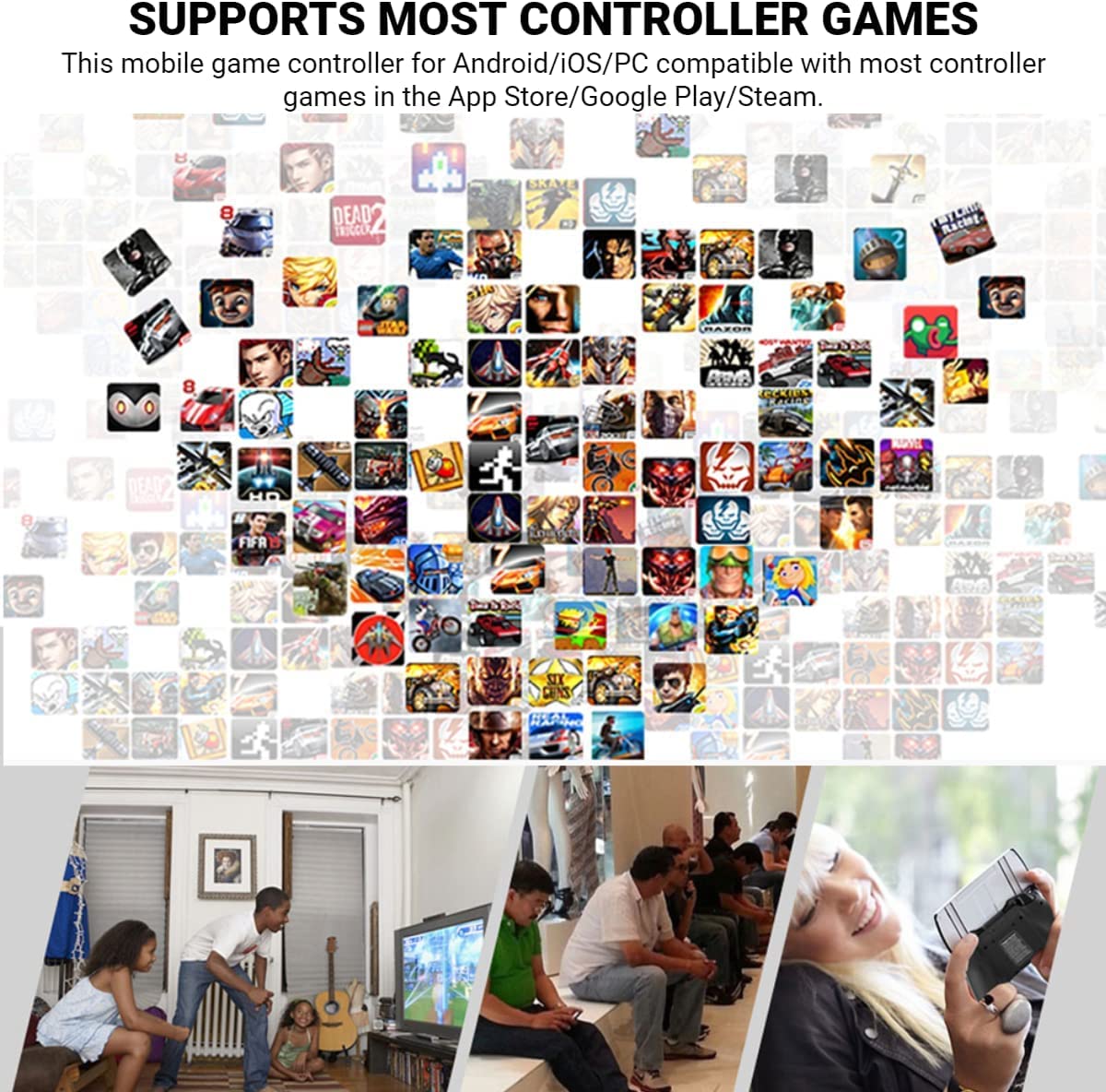 arVin Wireless Gaming Controller for iPad/Mini/Air/Samsung Galaxy Tab/HUAWEI MatePad/Yoga Tab[within 5-11"] Gamepad Joystick for iPhone 15/14/13 Pro Max/Galaxy 23/22/21/PC/Call of Duty Mobile/Genshin