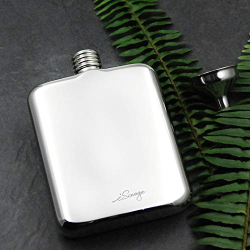 iSavage 6oz Hip Flask Square Shape 18/8 Stainless Steel Mirror Finishing with a Funnel-YM116