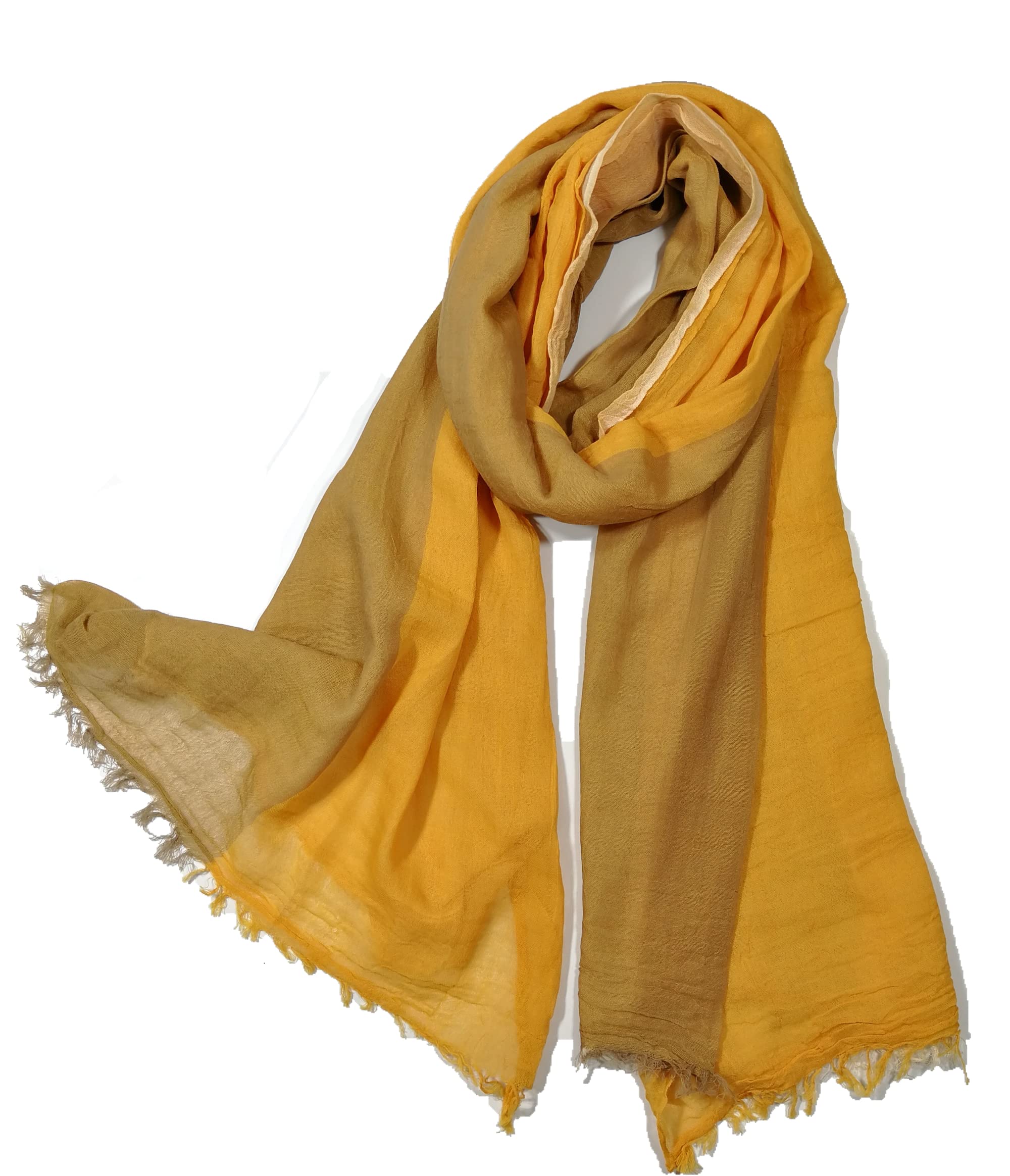 Shanlin Unisex Cotton Scarves for Men and Women (3-Tone Ginger Beige)