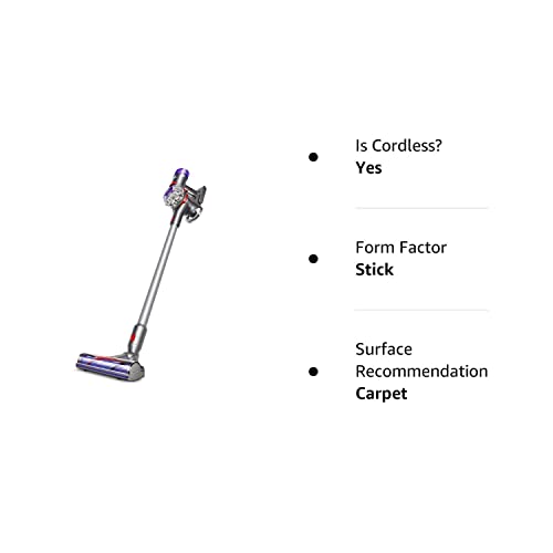 Dyson V7 Advanced Cordless Stick Vacuum Cleaner - Silver - Light Weight to Clean up high, Battery Operated, Portable