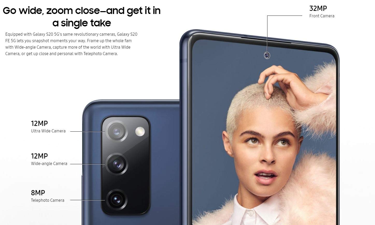SAMSUNG Galaxy S20 FE 5G (128GB, 6GB) 6.5'' AMOLED, Snapdragon 865, IP68 Water Resistant, 4G Volte (Fully Unlocked for T-Mobile, AT&T, Verizon, Global) G781U1 US Model (w/Fast Wireless Charger, Navy)