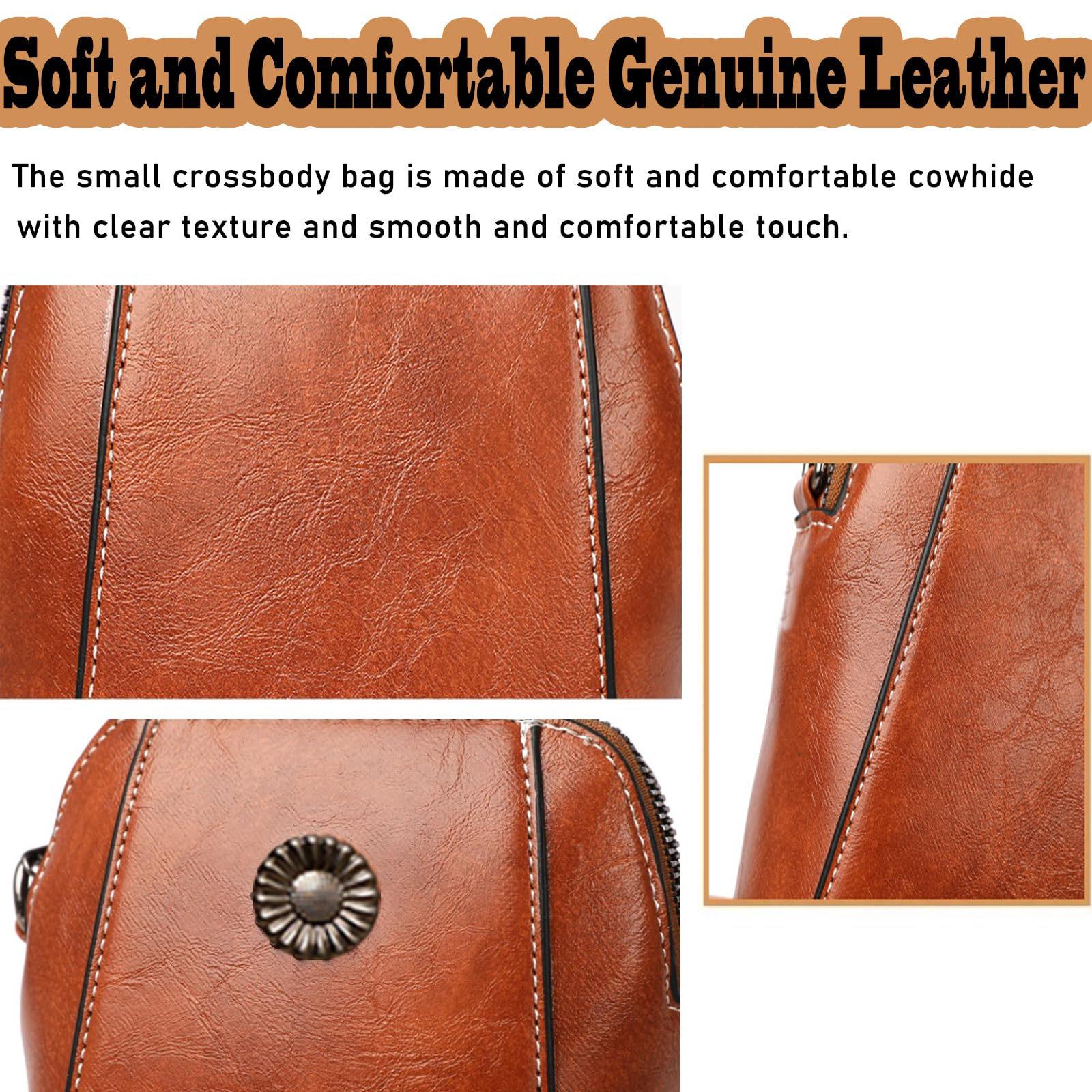 Mini Shoulder Crossbody Bag - Premium leather Retro All-Match Vertical Cellphone Bag Handmade Bag for Women (Black)
