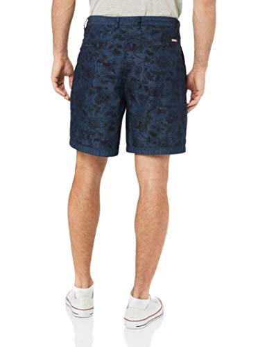 A|X Armani Exchange Men's Yarn Dyed All-Over Printed Cotton Twill Bermuda Short, Indigo pailsey, 30