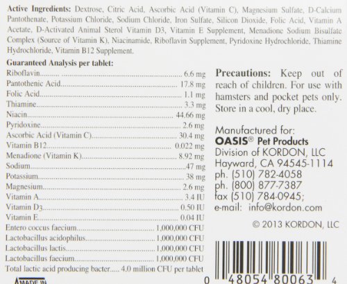 OASIS No 80063 Alive and Well, Stress Preventative and Pro-Biotic Tablets for Pocket Pets