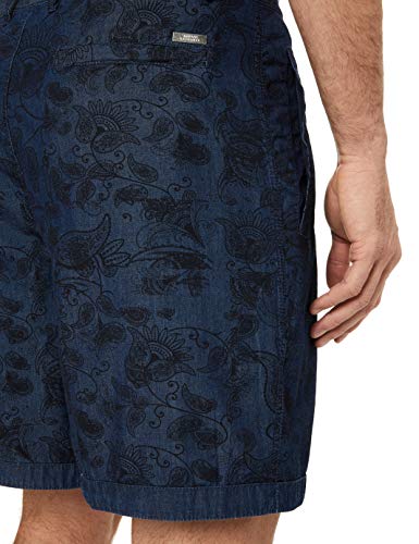 A|X Armani Exchange Men's Yarn Dyed All-Over Printed Cotton Twill Bermuda Short, Indigo pailsey, 30