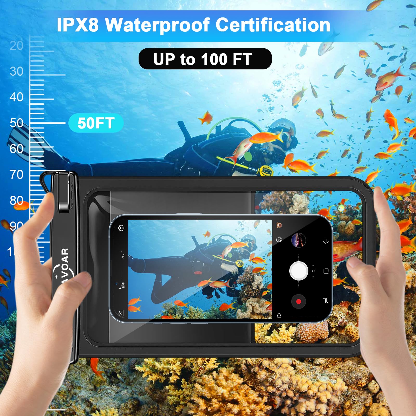 AVOAR 2 Pack Waterproof Phone Pouch, [Up to 10"] Large IPX8 Waterproof Cellphone Case Dry Bag Compatible with iPhone 15 Pro Max/14/13/13/11, Galaxy S23/22/21, Universal Water Proof Bag for Beach
