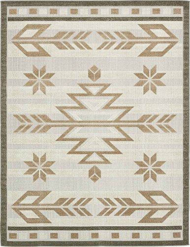 Unique Loom Modern Collection Geometric, High-Low Pile, Vintage, Arrows, Indoor and Outdoor Area Rug, 9 ft x 12 ft, Light Brown/Beige