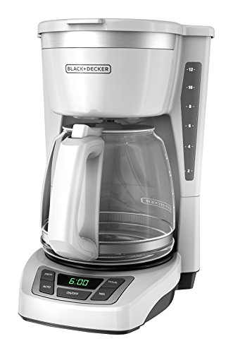 Black+Decker CM1160W-1 CM1160W 12-Cup Programmable Coffeemaker, white/stainless steel