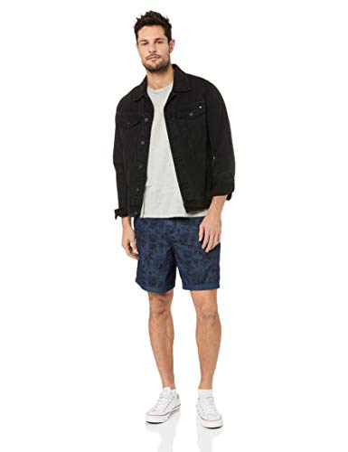 A|X Armani Exchange Men's Yarn Dyed All-Over Printed Cotton Twill Bermuda Short, Indigo pailsey, 30