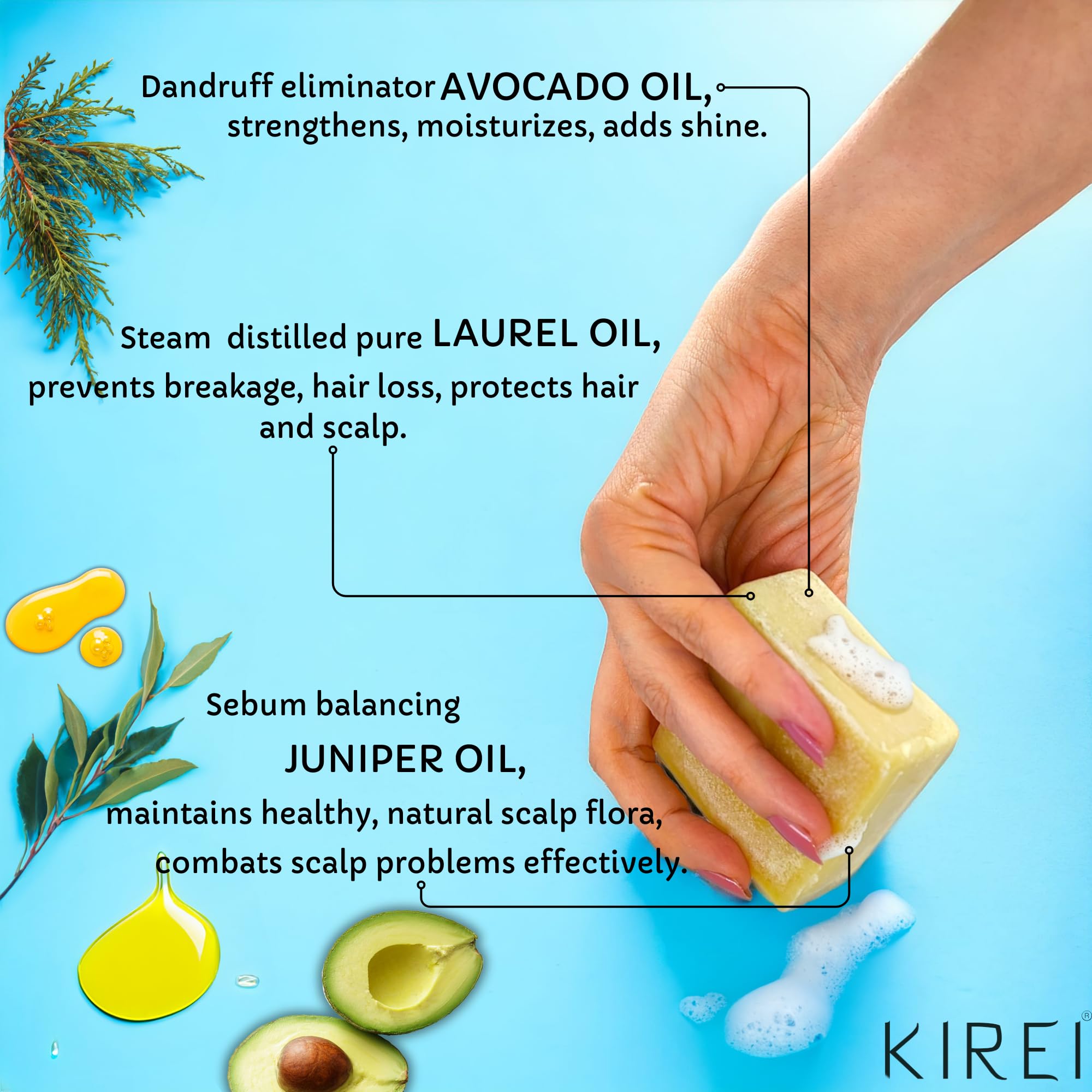 Kirei SHIBUMI Anti-Dandruff 2in1 Shampoo & Conditioner Bar for Oily&Dry Flaky Scalp Nourishing Treatment Solid Shampoo Bar