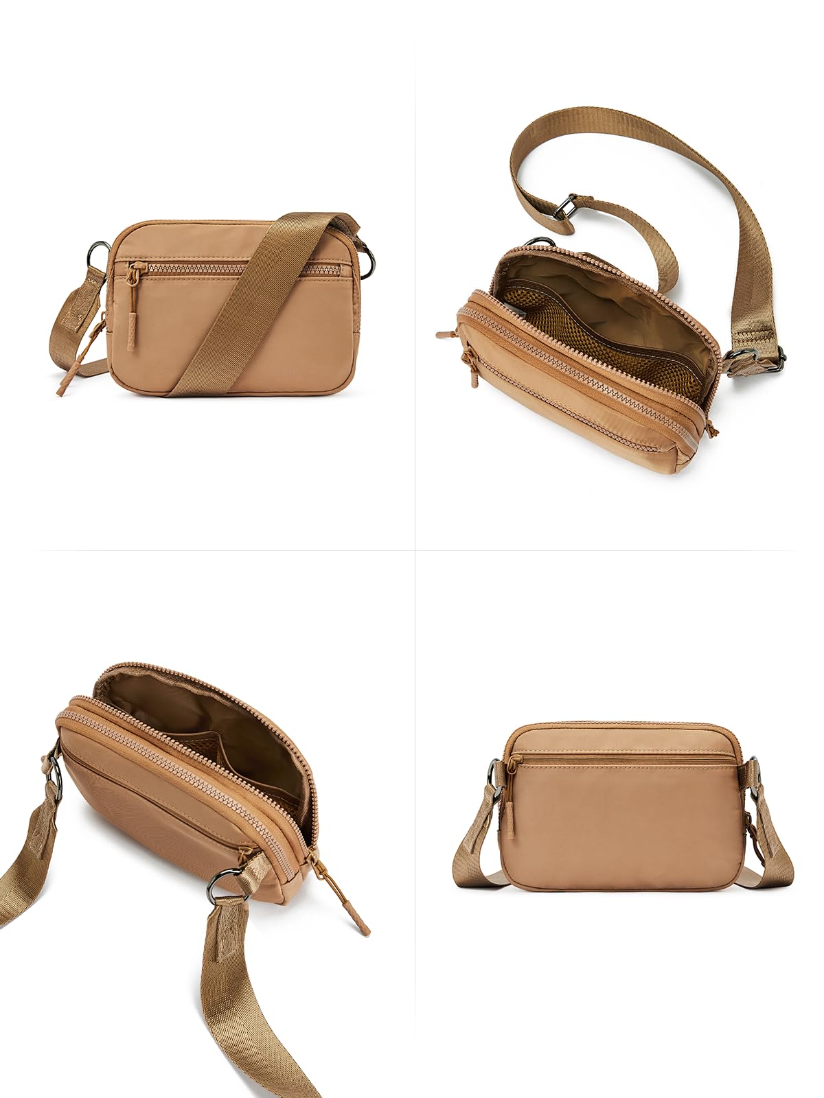 WESTBRONCO Small Crossbody Bags for Women Nylon with Adjustable Strap, Mini Crossbody Purse, Fahion Shoulder Bag for Traveling Workout Brown