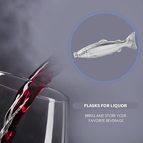 Bruafsir 1 Pcs Fish-Shape Hip Flask 5Oz Mini Pocket Flask Stainless Steel Party Drinkware for Outdoor