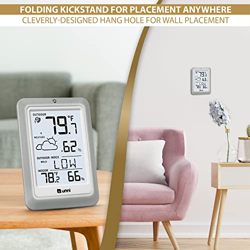 Indoor Outdoor Thermometer Hygrometer Wireless Weather Station, Temperature Humidity Monitor Battery Powered Inside Outside Thermometer with 330ft Range Remote Sensor and Backlight Display
