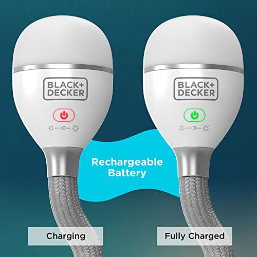 BLACK+DECKER Snake Light, Use for Book Light, Desk Light, and Work Light, 2 Settings, Flexible and Rechargeable (BDCFSL01)