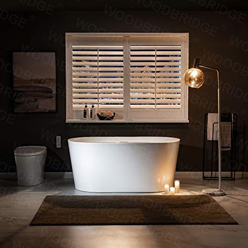 WOODBRIDGE 56" Acrylic Freestanding Bathtub Contemporary Soaking White Tub with Chrome Overflow and Drain,B0088--C--Drain&O