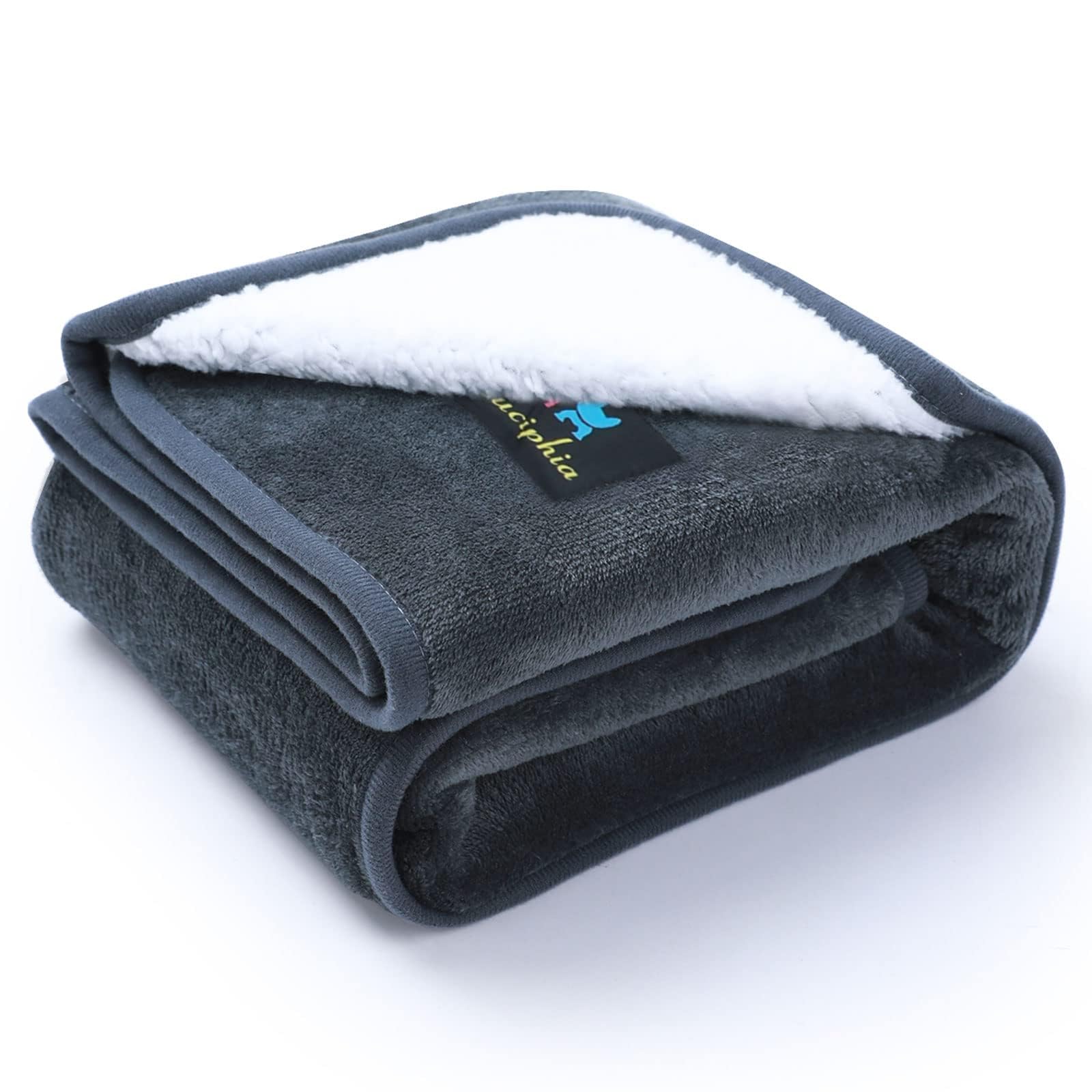 Waterproof Pet Blankets for Extra Large Dog Small Cat Blanket Washable for Couch, Car, Bed Sherpa Fleece Puppy Blanket Soft Plush Reversible Throw Furniture Protector Dark Grey Small(40" x 28")