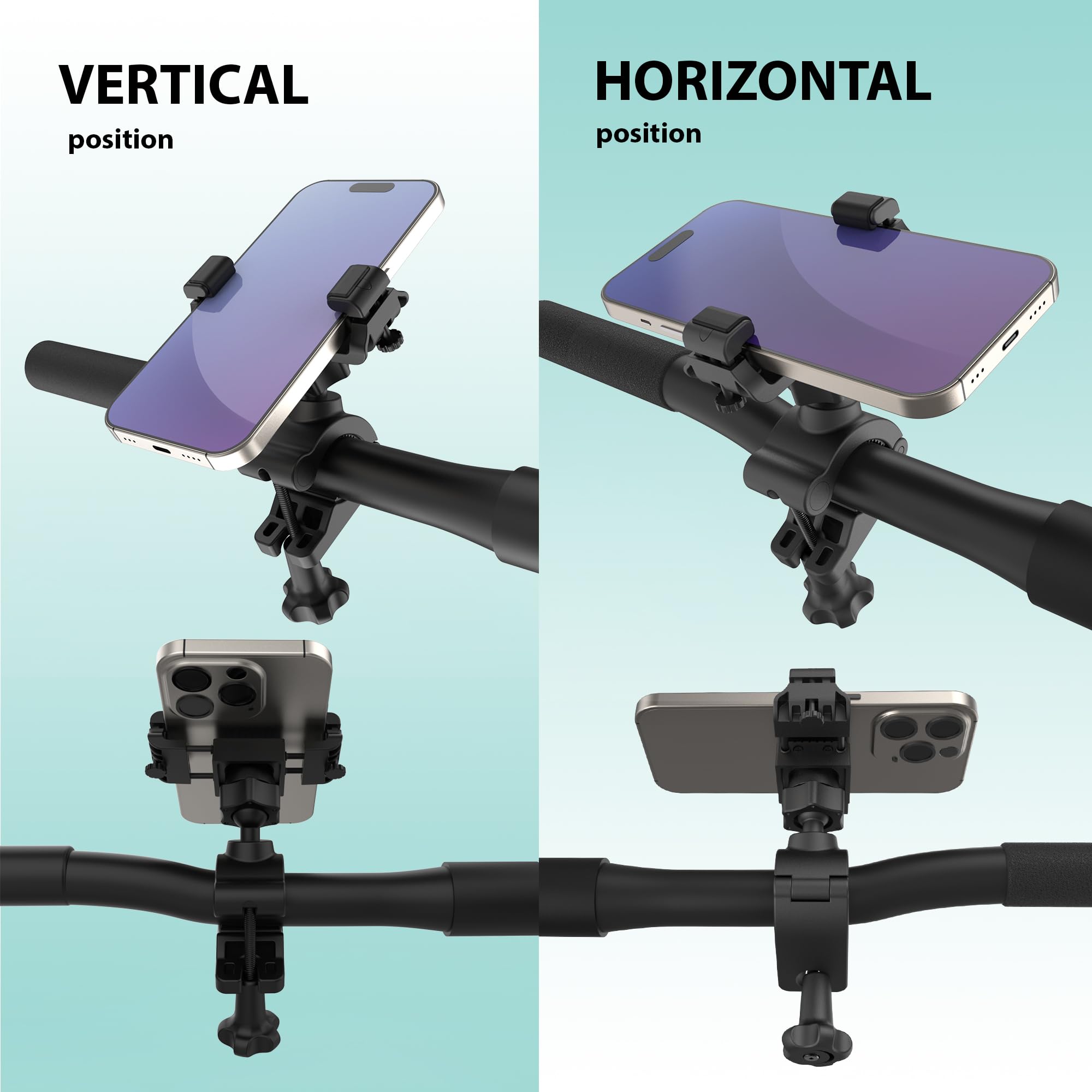UPPEL Bike Phone Mount 360° Rotatable Bike Phone Holder Universal Cell Phone Bicycle Stand for iPhone and More 3.5-7 inch Cellphone - 2.1-3.5 in Width-Black