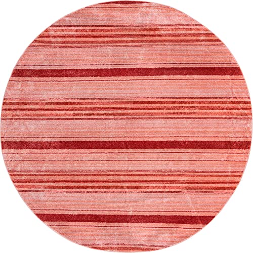 Unique Loom Gemstone Collection Area Rug - Topaz (Round 9' 8" x 9' 8", Rusty Pink Rose/Red)