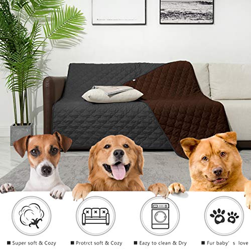 SPXTEX Dog Bed Cover Washable Pee Pads Dog Blankets for Puppy Large Dog Cat,Sofa Reversible Changing Pad Reusable 1 Piece(68"x82",Chocolate+Dark Grey)
