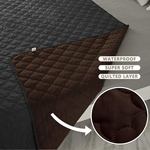 SPXTEX Dog Bed Cover Washable Pee Pads Dog Blankets for Puppy Large Dog Cat,Sofa Reversible Changing Pad Reusable 1 Piece(68"x82",Chocolate+Dark Grey)