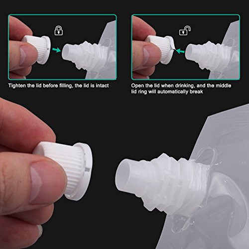 Alcoon 11 Pieces Plastic Liquor Flask Concealable and Reusable Plastic Drinking Flasks Liquor Pouches 3x34oz, 3x14oz, 3x8oz with Plastic Funnel