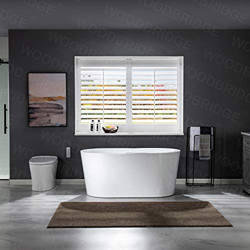 WOODBRIDGE 56" Acrylic Freestanding Bathtub Contemporary Soaking White Tub with Chrome Overflow and Drain,B0088--C--Drain&O