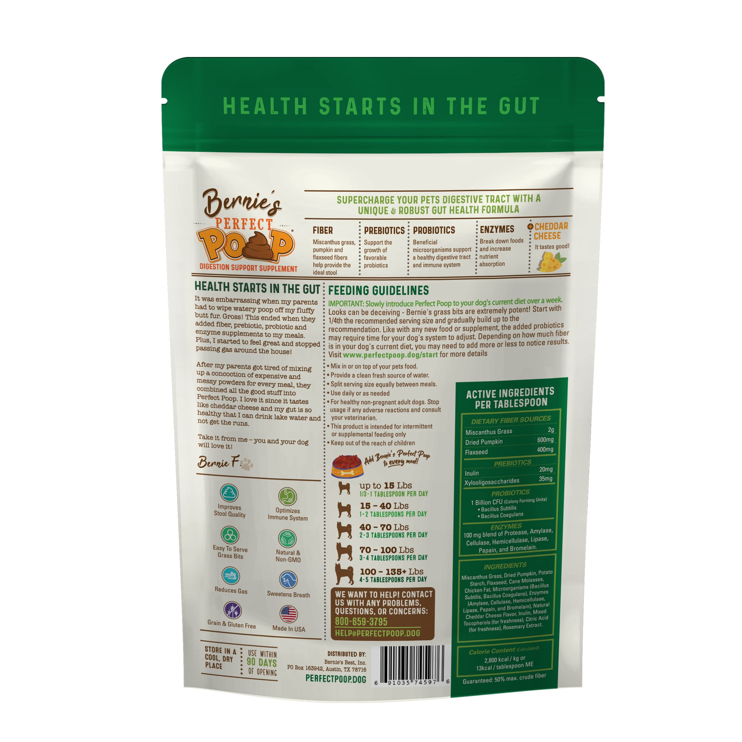 Perfect Poop Digestion & Health Supplement for Dogs: Fiber, Prebiotics, Probiotics, Enzymes Digestive, Hard & Soft Stool, Improved Health (4.2oz Cheddar Bag + 4.2oz Chicken Bag, 4.2oz Bundle)