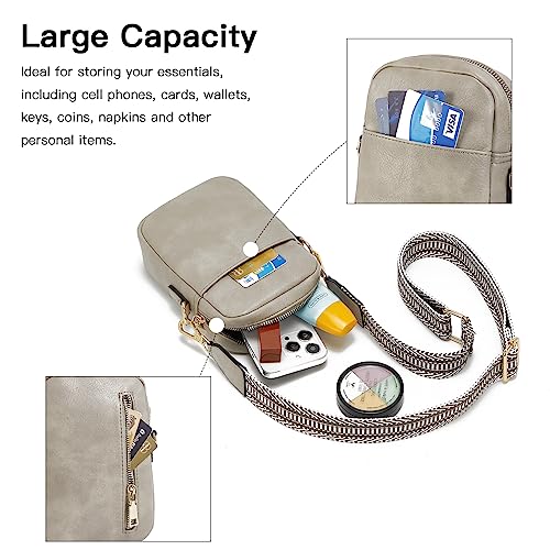 Telena Small Crossbody Bags for Women Trendy PU Leather Cross Body Cell Phone Purse Shoulder Bag Grey