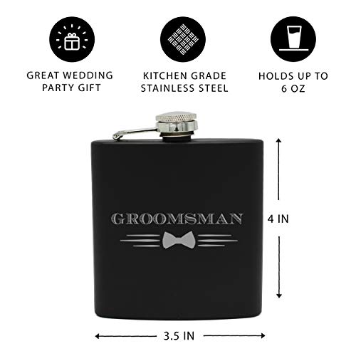 My Personal Memories Bow Tie Groomsman, Best Man, Groom 6 oz Flask Gift for Bachelor Party, Wedding (Groomsman)