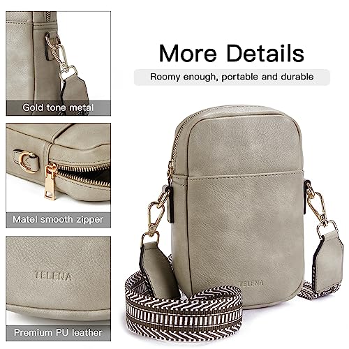 Telena Small Crossbody Bags for Women Trendy PU Leather Cross Body Cell Phone Purse Shoulder Bag Grey