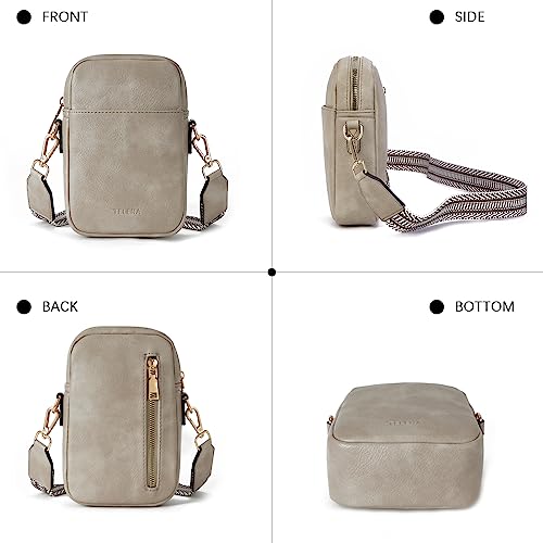 Telena Small Crossbody Bags for Women Trendy PU Leather Cross Body Cell Phone Purse Shoulder Bag Grey
