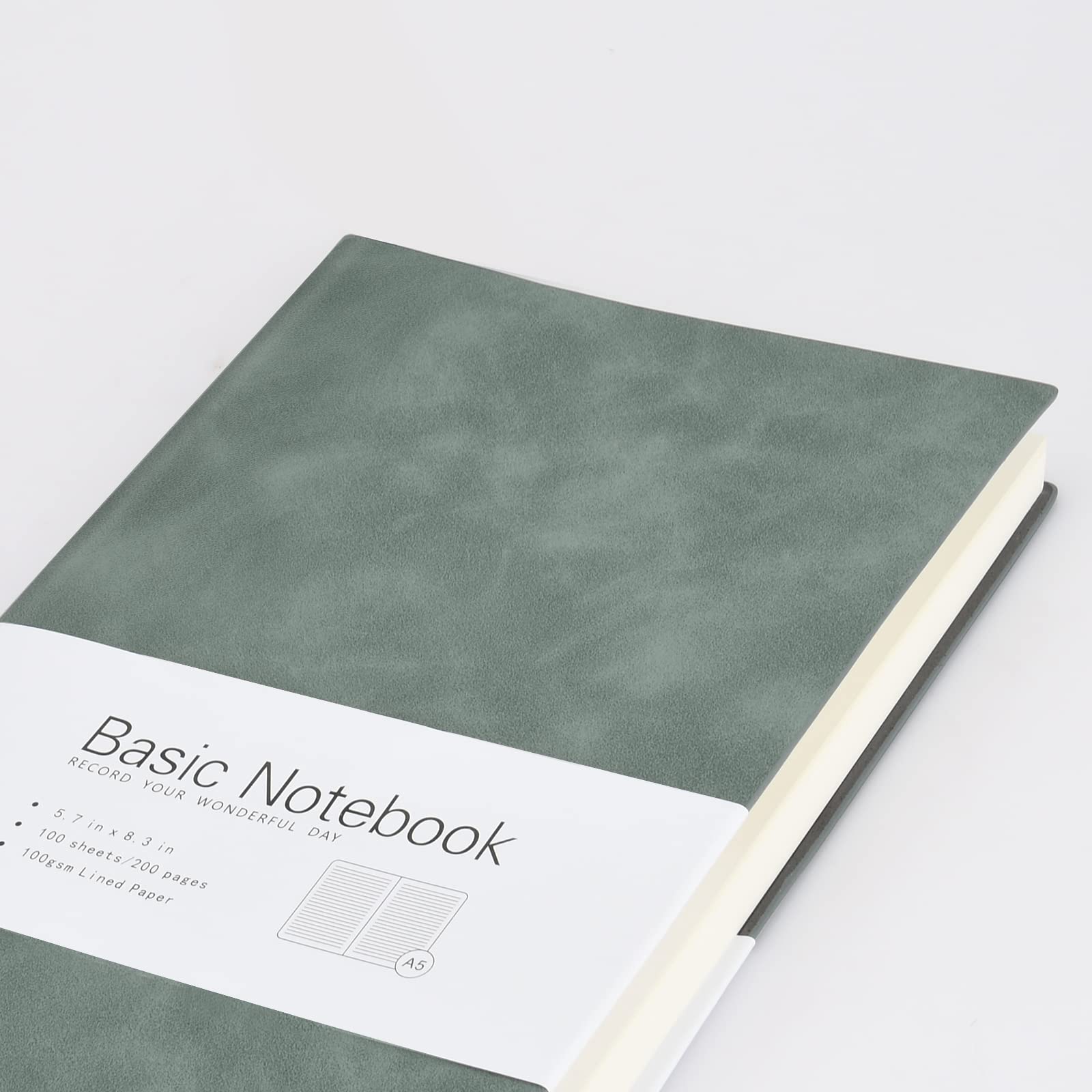 Rantuns Lined Journal Notebook for Work, 200 Pages, Medium 5.7" x 8.3", A5 Notebook Softcover Journal 100 GSM Thick Paper, (Grey Ruled)