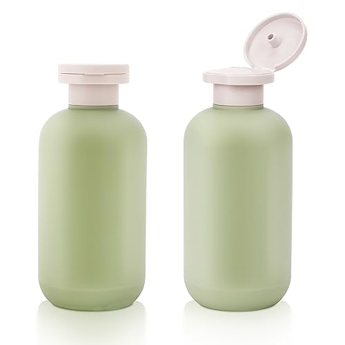 TYAINORE 2 Pack Squeeze Bottles with Flip Caps 6.8oz Green Plastic Empty Squeeze Bottles Plastic Refillable Travel Containers Leak Proof Travel Bottle for Toiletries Shampoo and Conditioner Bottles