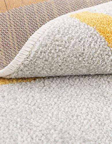 Unique Loom Whimsy Kids Collection Area Rug - Smiling Sunshine (Round 7' 10" x 7' 10", Gray/ Yellow)