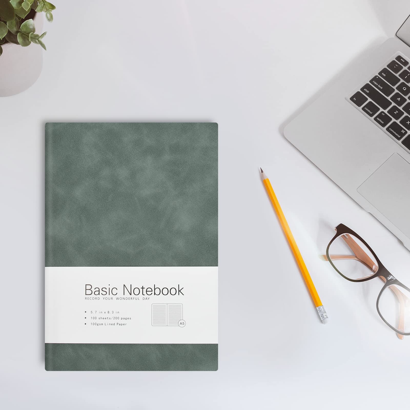 Rantuns Lined Journal Notebook for Work, 200 Pages, Medium 5.7" x 8.3", A5 Notebook Softcover Journal 100 GSM Thick Paper, (Grey Ruled)