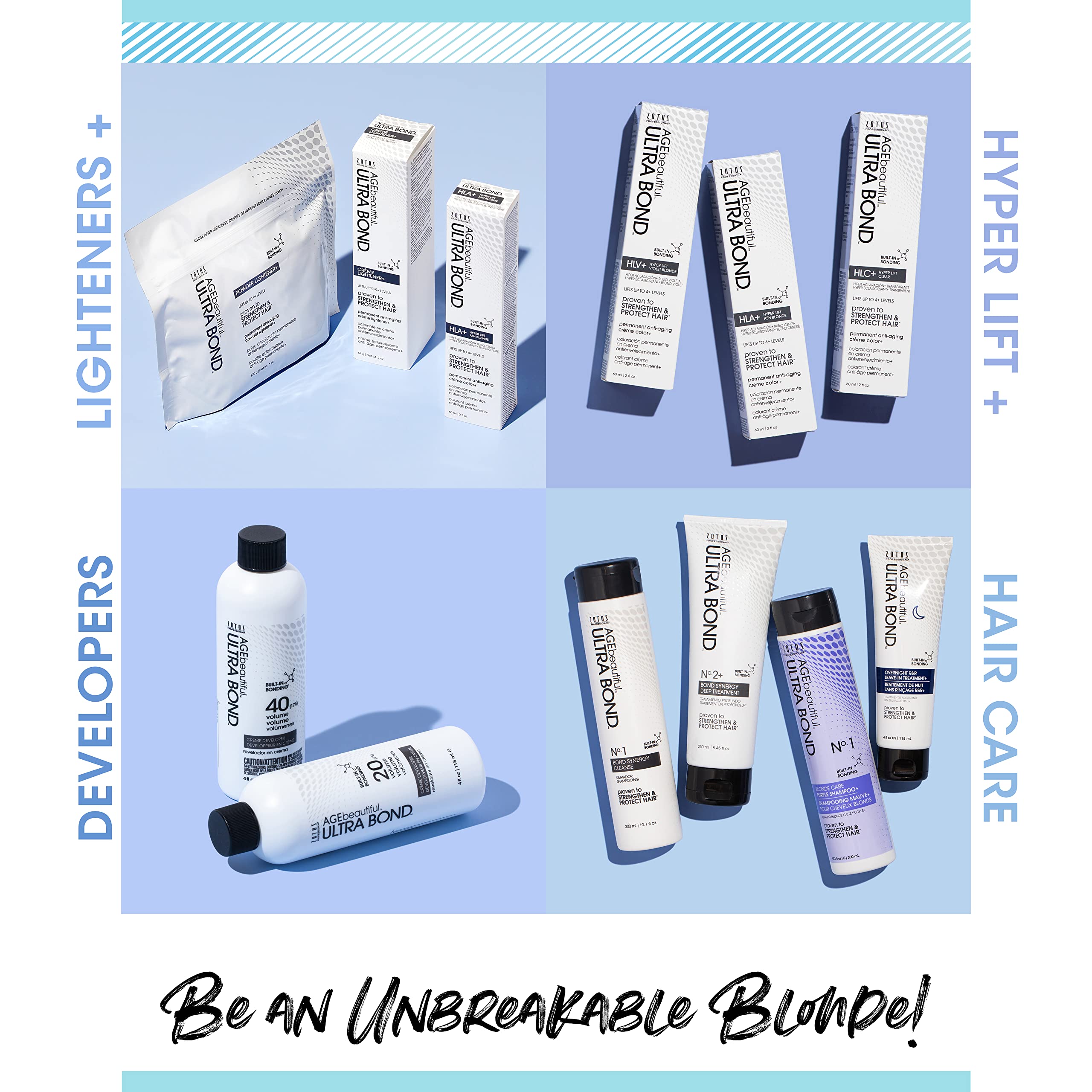 AGEbeautiful Ultra Bond No. 1 Blonde Care Purple Shampoo & No. 2 Conditioner | Strengthens & Protects | Builds Bonds w/ Arginine