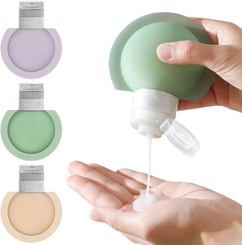 GAMAK 3Pcs Set Travel Bottles For Toiletries, Portable Silicone Travel Refillable Toiletry Bottle, 90ml/3oz Leakproof Squeezable Containers, for Shampoo, Conditioner, Lotion, Body Wash (S)