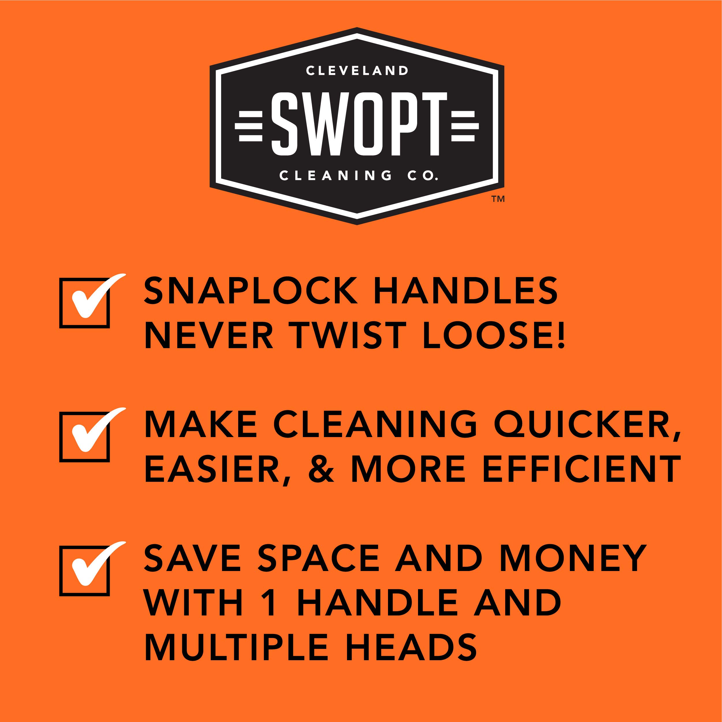 SWOPT 18” Premium Multi-Surface Push Broom Cleaning Head — Indoor and Outdoor Push Broom — Interchangeable with All SWOPT Cleaning Products for More Efficient Cleaning and Storage