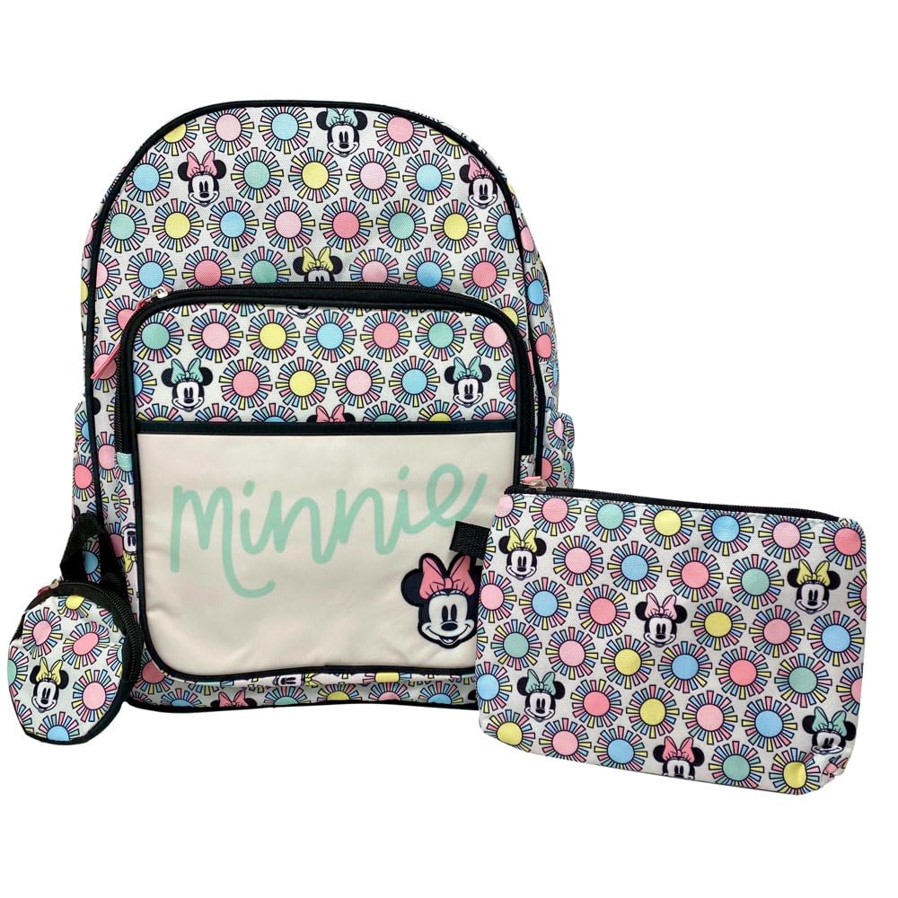 Disney Personalized Diaper Bag Character MICKEY MINNIE and MORE Multi-Pocket Functional Baby Diaper Bag Backpacks (Personalized Minnie Mouse Sunburst)