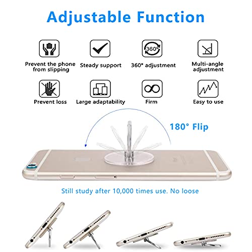 VOVIGGOL Cell Phone Ring Holder Stand 5 Pack,Transparent Phone Ring Holder Finger Kickstand 360° Degree Rotation Clear Phone Ring Grip Compatible iPhone Cellphone Phone Case(Square)