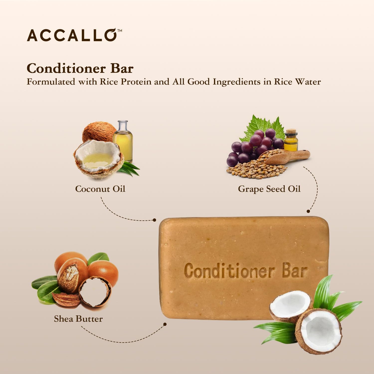 Accallo Bar Shampoo and Conditioner: Rice Water Shampoo Bar, Conditioner Bar, for Hair Growth, Travel Size Sets, Solid Shampoo