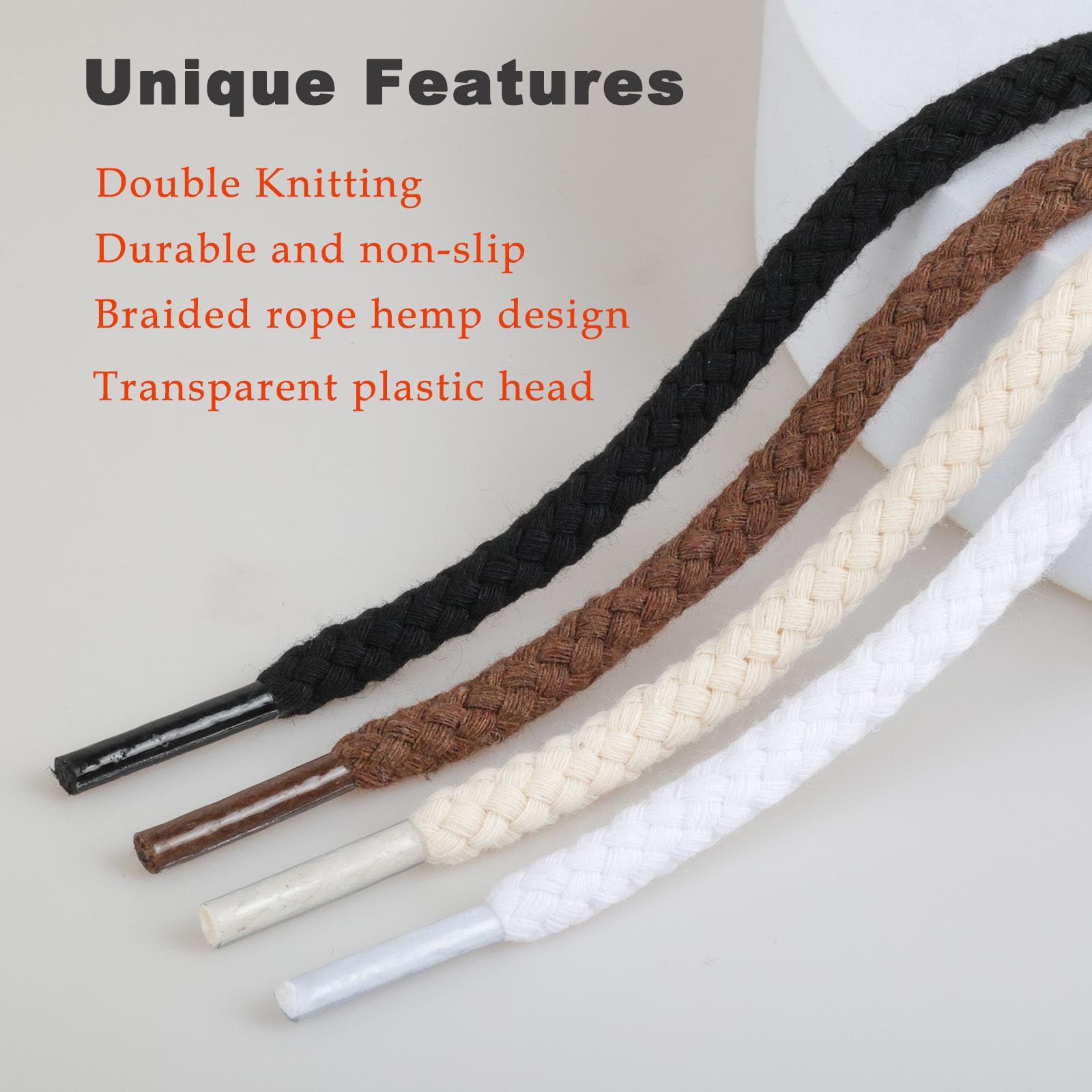 Handshop 2 pairs Round Rope Shoe laces, Thick Cotton Sneaker Shoelaces for Men Women Shoes Beige 100(5mm)
