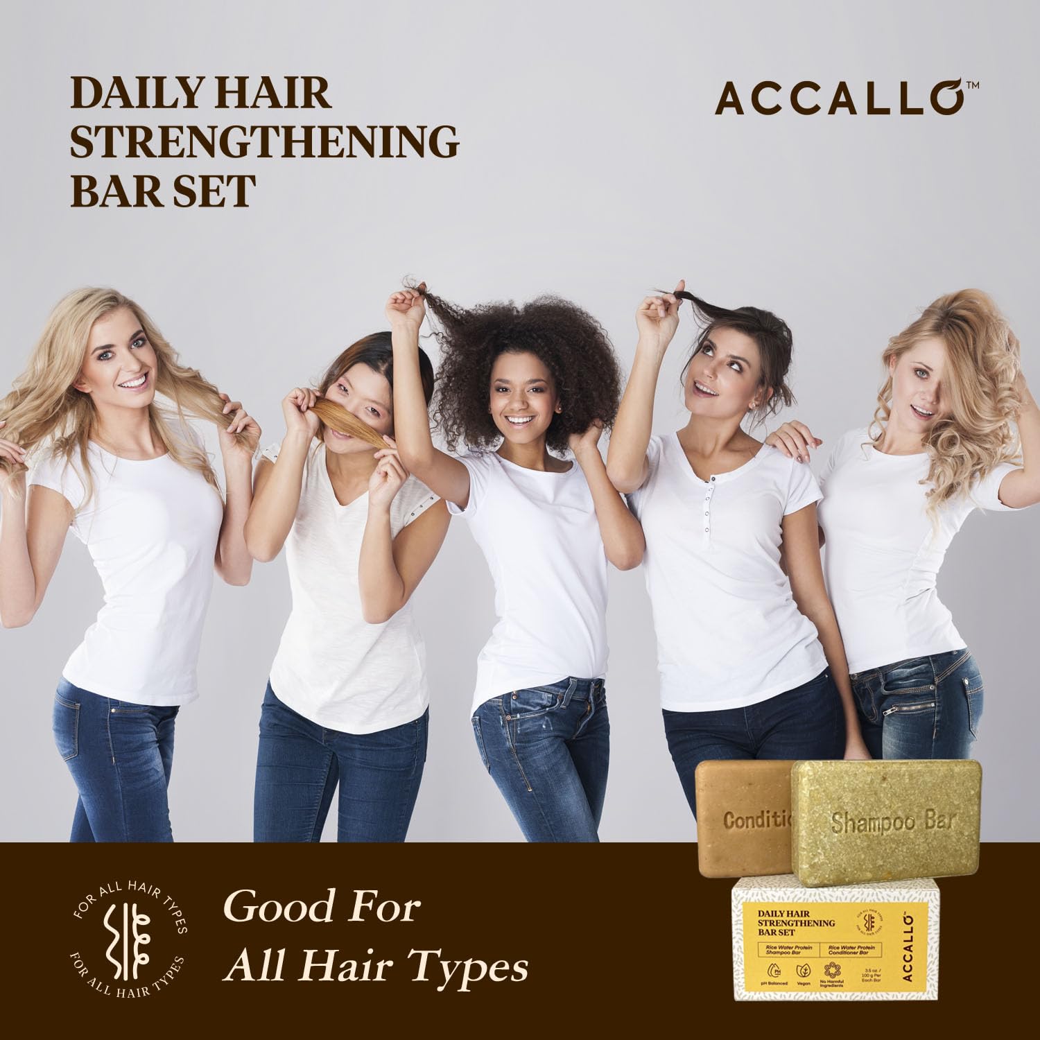 Accallo Bar Shampoo and Conditioner: Rice Water Shampoo Bar, Conditioner Bar, for Hair Growth, Travel Size Sets, Solid Shampoo