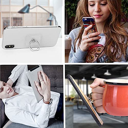 VOVIGGOL Cell Phone Ring Holder Stand 5 Pack,Transparent Phone Ring Holder Finger Kickstand 360° Degree Rotation Clear Phone Ring Grip Compatible iPhone Cellphone Phone Case(Square)