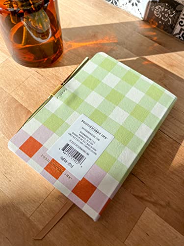 DesignWorks Ink Gratitude Journal with 196 Guided Pages for Daily Thoughts and Goals with Pen and Ribbon Marker | Undated Daily Mindfulness Journal, Green and Red Picnic Check