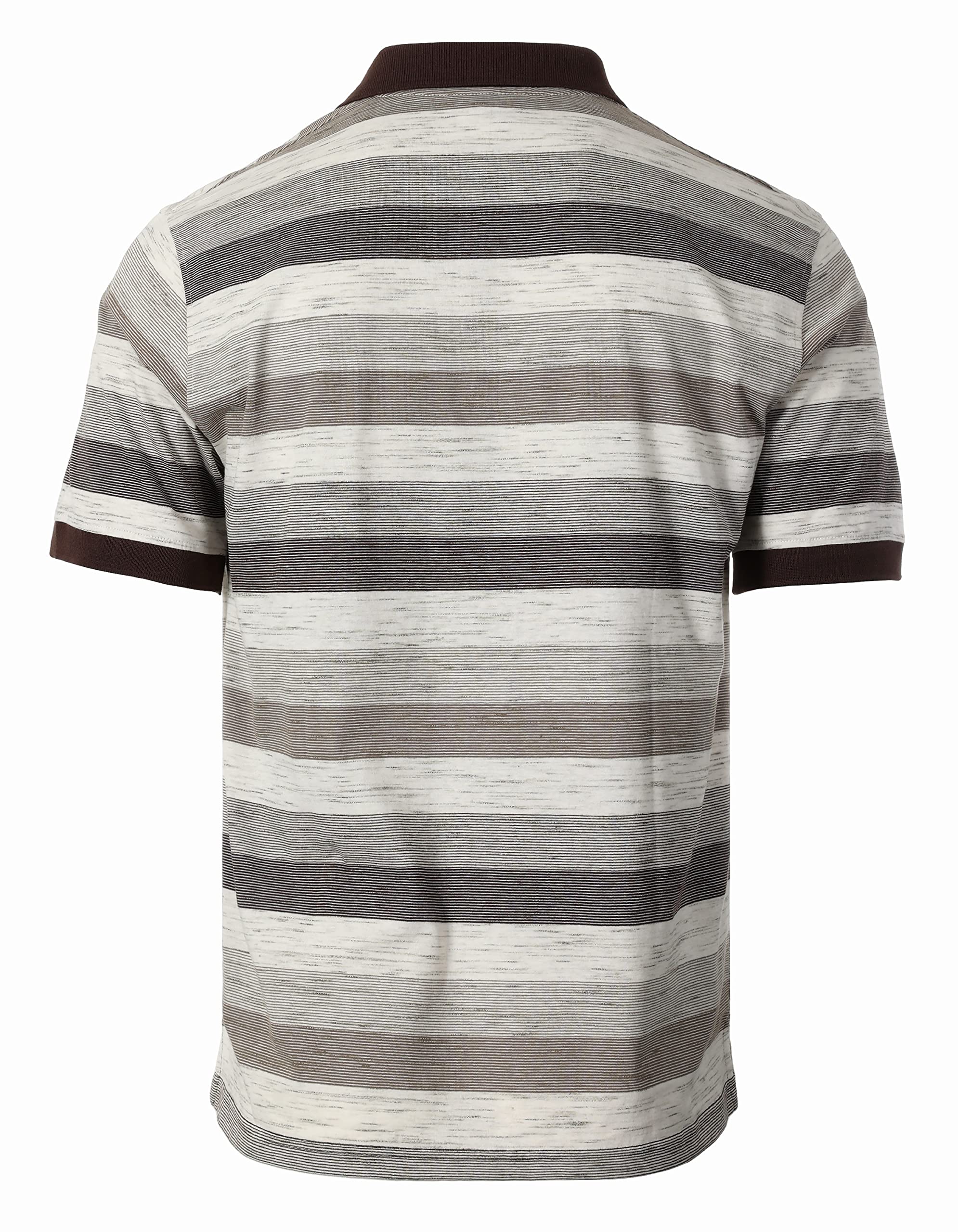 Gioberti Mens Club Stripe Polo Shirt - Short Sleeve, Regular Fit, Yarn Dye, Brown, Size L