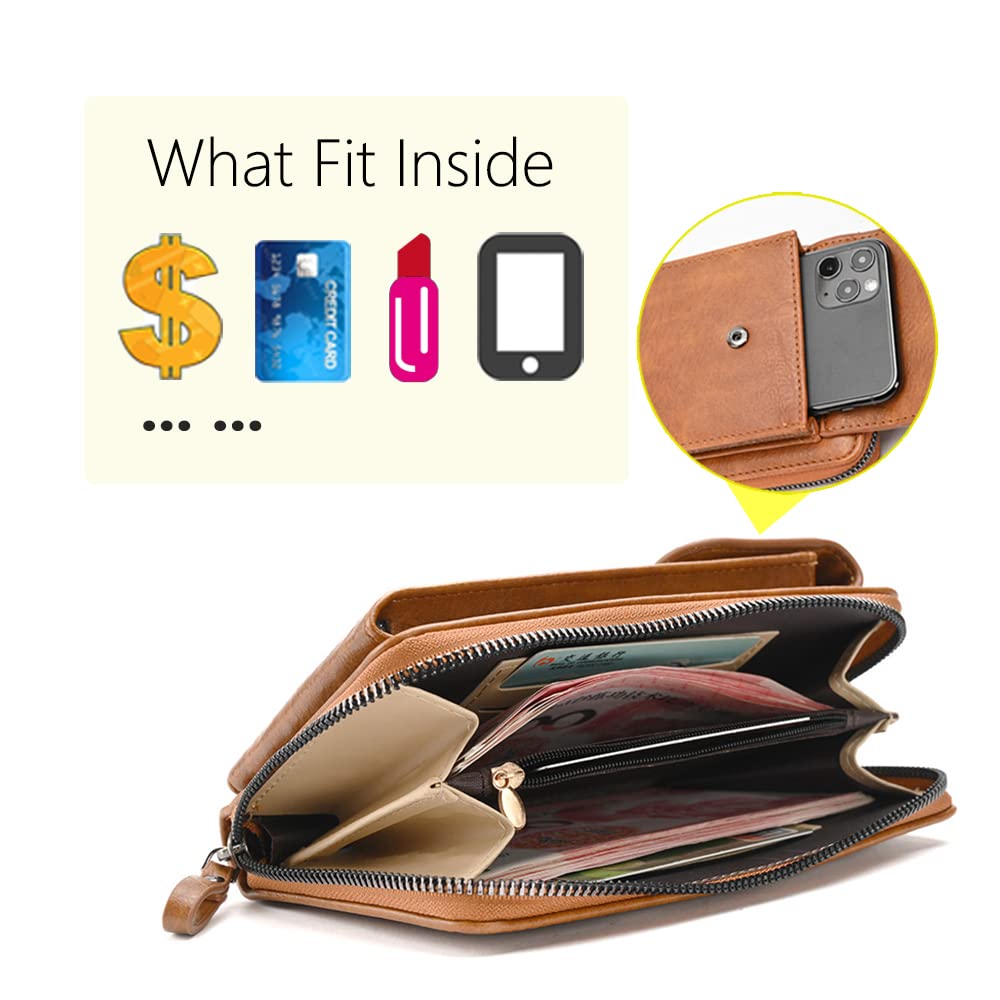 PU Leather Crossbody Purse - Blue, Small, Cell Phone Wallet with Strap, Credit Card Holder